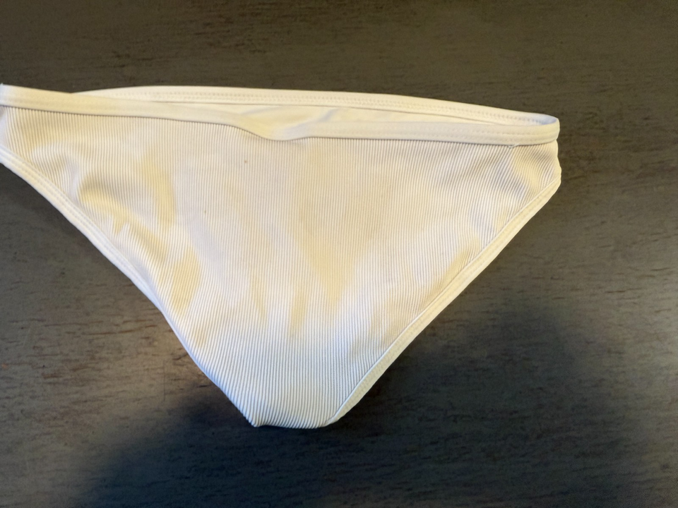 full cut NEW white ribbed L SPACE lined swimsuit bikini bottom size ...