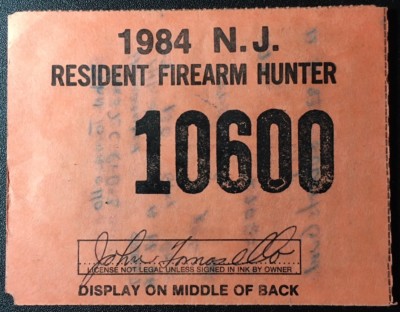 New Jersey 1984 Resident Firearm Hunting License #10600 - NJ | eBay