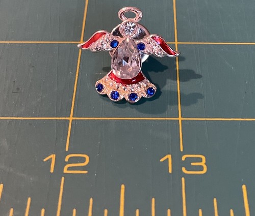 Colorful Rhinestone Guardian Angel Pin Pinback Red White Blue | eBay