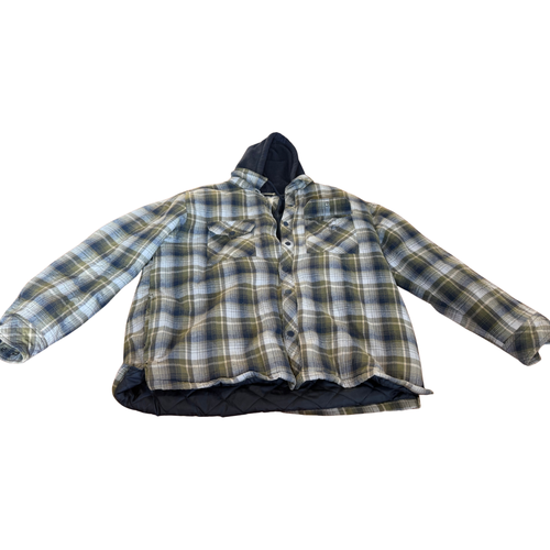 Boston Traders Jacket Mens XL Plaid Flannel Hooded Quilted Lined ...
