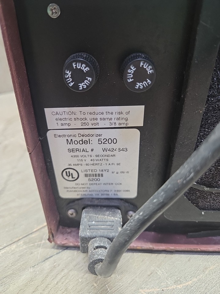 RAINBOW AIR ELECTRONIC DEODORIZER MACHINE MODEL 5200 (Read) | eBay