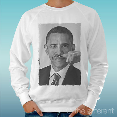 Felpa Man Light Sweater White " Obama Moustache Mustache " Road To ...