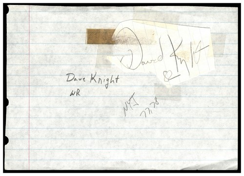 DAVE KNIGHT CUT AUTOGRAPH NEW YORK JETS WR 1970'S NFL FOOTBALL PLAYER ...