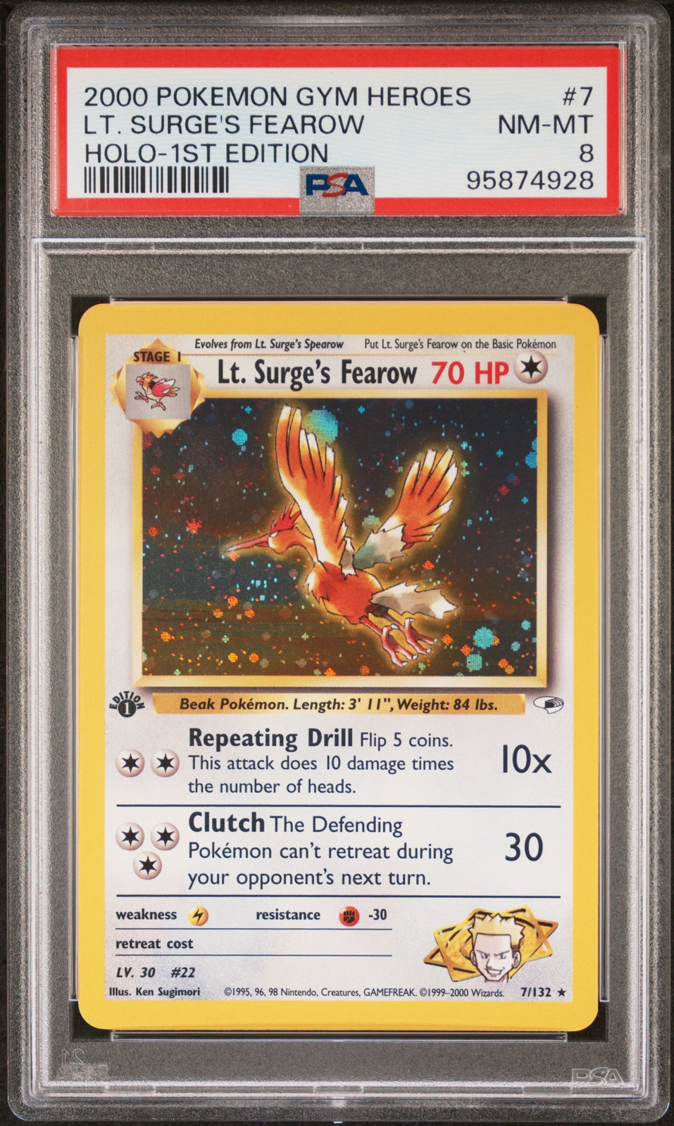 2000 POKEMON GYM HEROES HOLO-1ST ED #7 LT. SURGE'S FEAROW PSA 8 | eBay