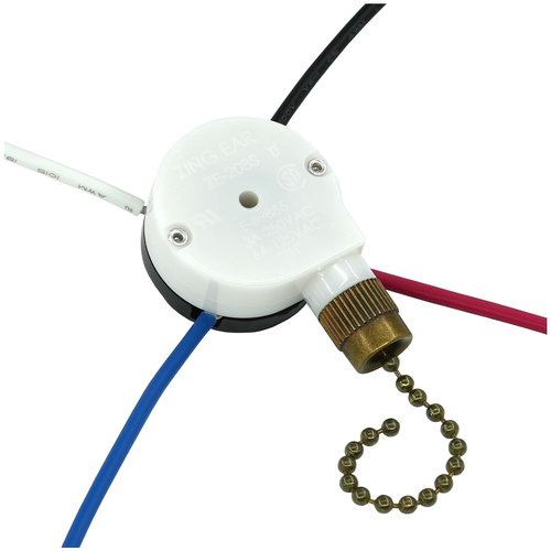 Ceiling Fan Pull Chain Switch 3 Speed 4 Pre-Installed Wires, ZE-208S ...