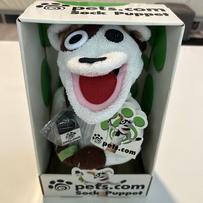 Vintage Pets.com Sock Puppet with Microphone Cotton Cloth spot eye ...