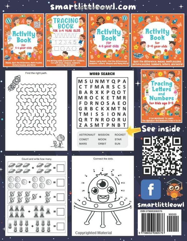 Space Activity Book for 5-7 Year Olds: Mazes, Word Searches, Maths ...
