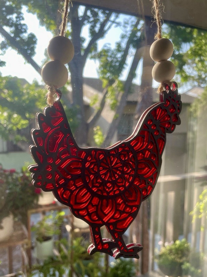 STAINED GLASS Chicken SUNCATCHER SUN CATCHER. **Fast Ship** | eBay