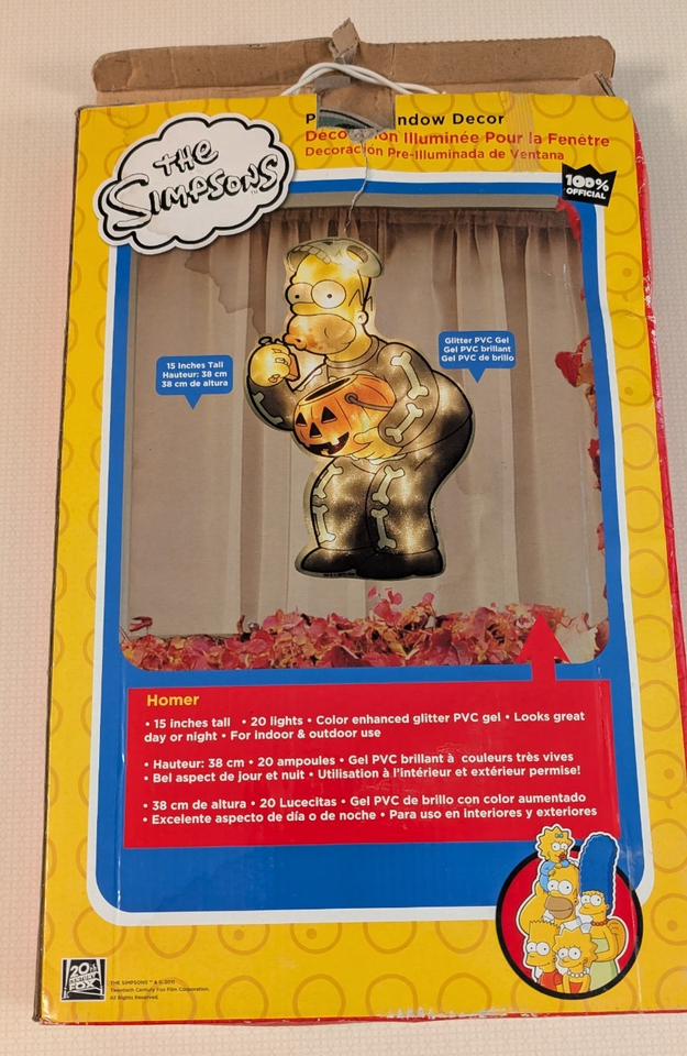 Homer Simpson Halloween display lights with box - Window Decor 15" tall ...