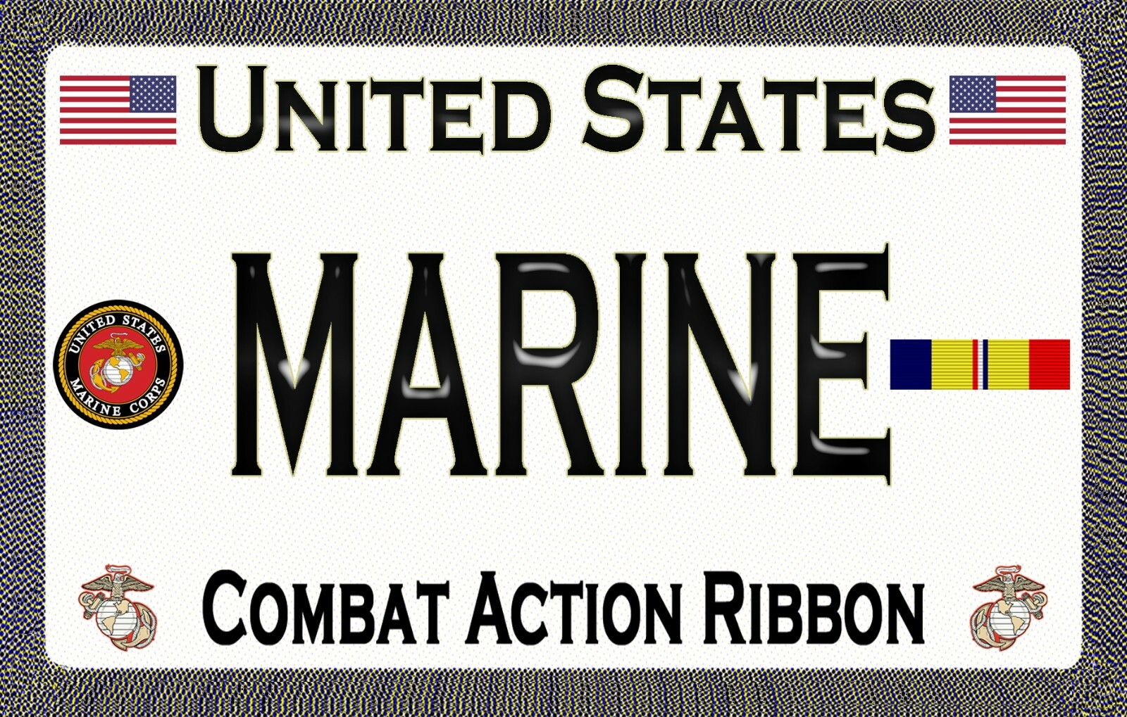 Marine - Combat Action Ribbon - Magnetic Car Sign - 6in X 3.75in | eBay