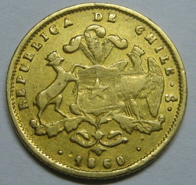 1860 CHILE GOLD 2 PESOS SANTIAGO REPUBLICA DE CHILE SCARCE GOLD COIN | eBay