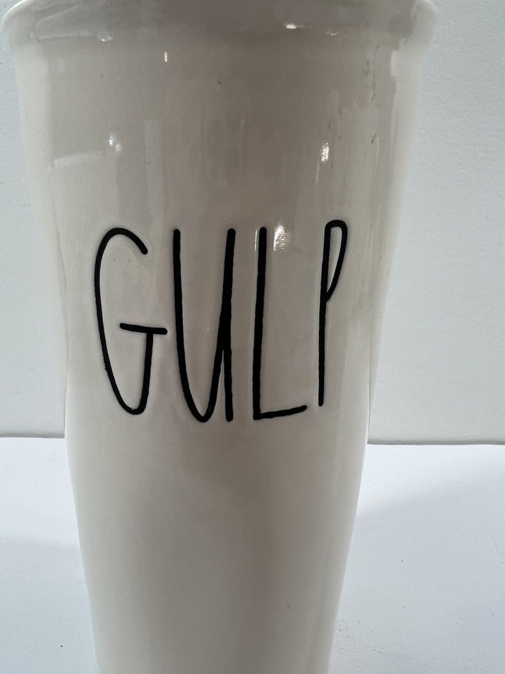 Rae Dunn GULP Embossed 7" Tall Coffee Tea Travel Tumbler Mug Cup & Lid ...
