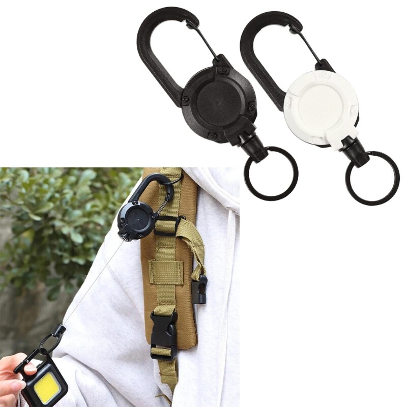 Reel Clips Easy-to-pull Button Extendable Keychain with Steel ...