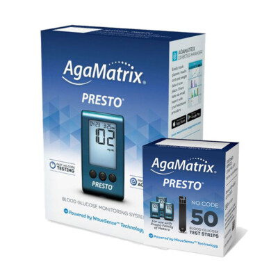 AgaMatrix WaveSense Presto Meter [+] Presto 50 Test Strips For Glucose ...