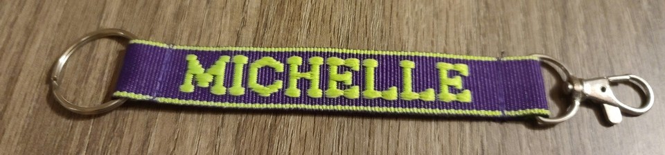 New Michelle Personalized Keychain Purple and Green | eBay