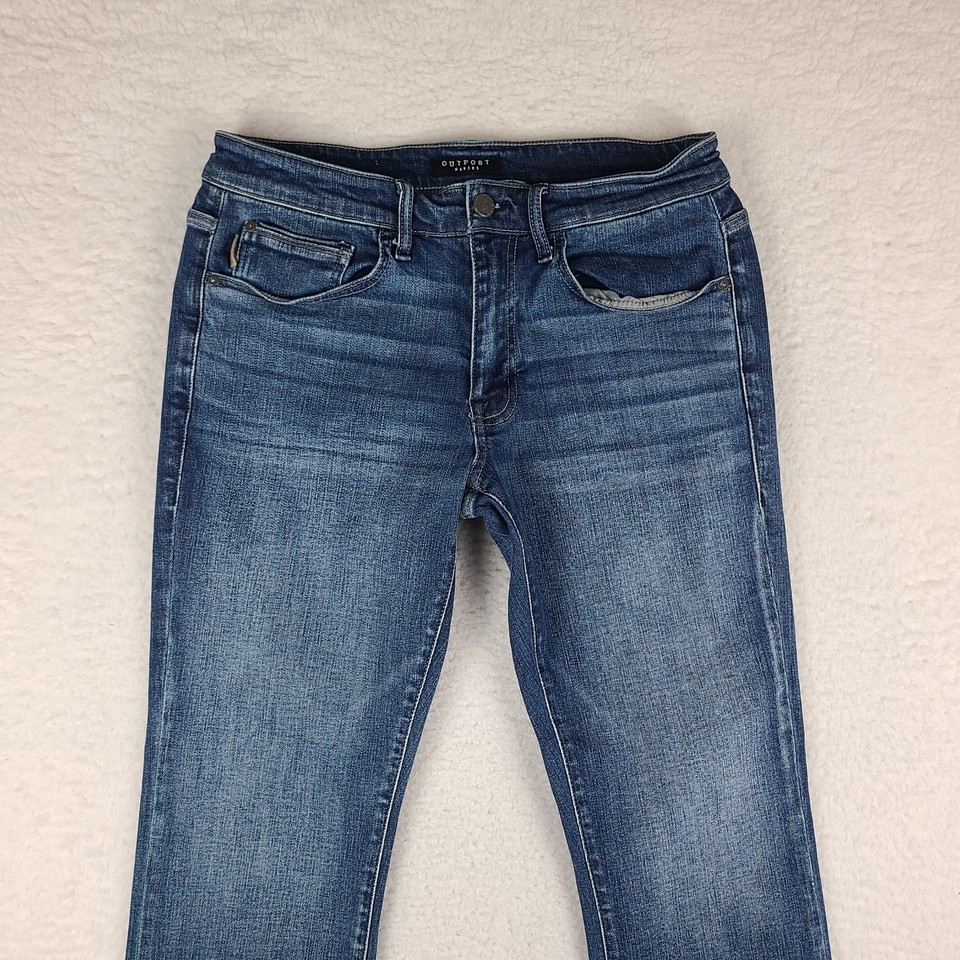Outpost Makers Jeans Mens 32x30 Blue Slim Straight Dark Wash Denim | eBay
