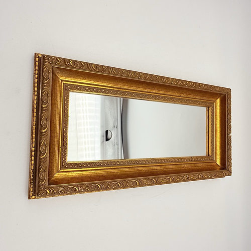 Hollywood Regency MCM Gold Wood Framed Mirror Rectangular | eBay