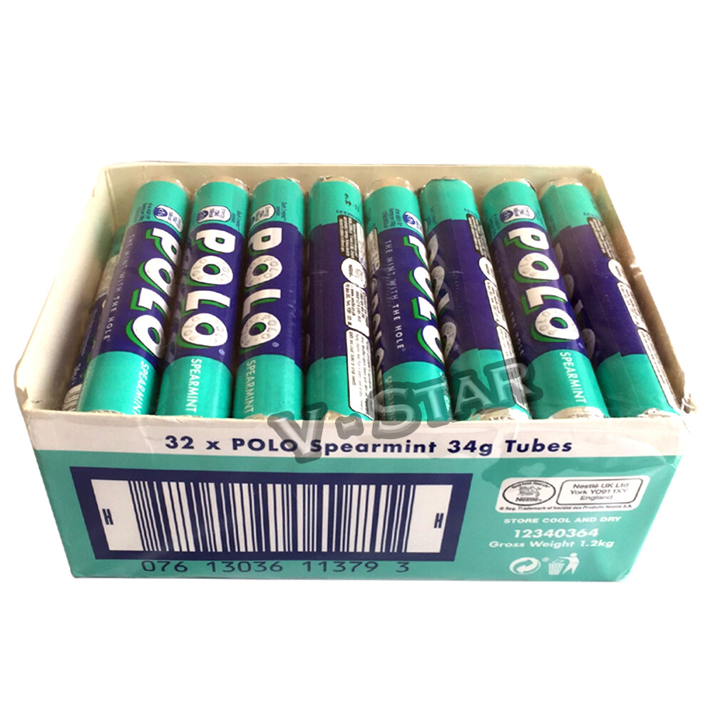 NESTLE POLO SUGAR FREE ORIGINAL MINTS BOX OF 32 ROLLS OF 34g TUBES ...