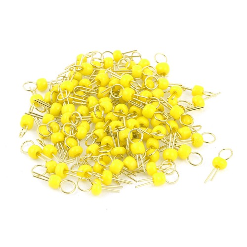50 Pcs Yellow Ceramic Bead Ring Head Gold Tone Copper PCB Test Pin ...