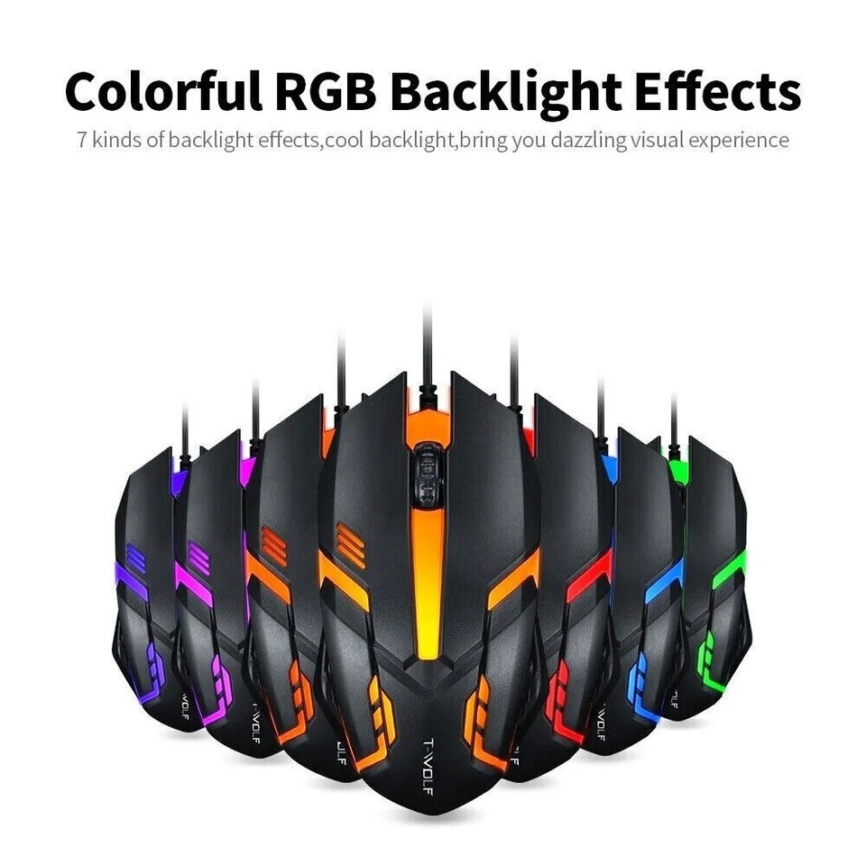Gaming Mouse RGB LED Backlit Wired USB, Ergonomic Optical Mouse for ...