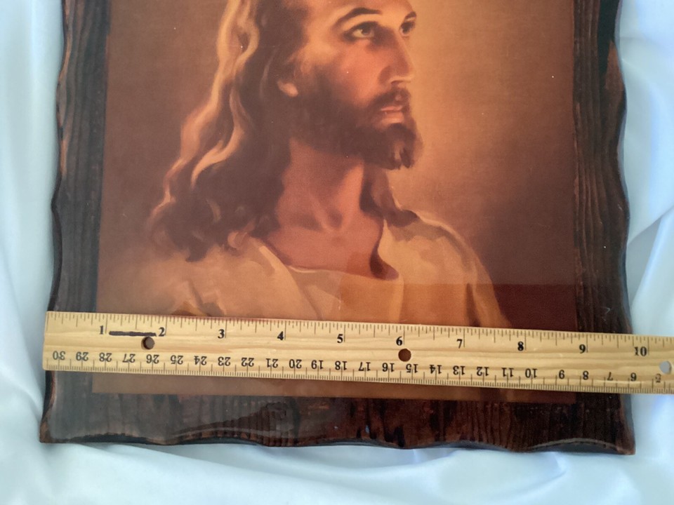 Warner Sallman Head Of Jesus Litho Print On Wood, Lacquer Finish Wall ...
