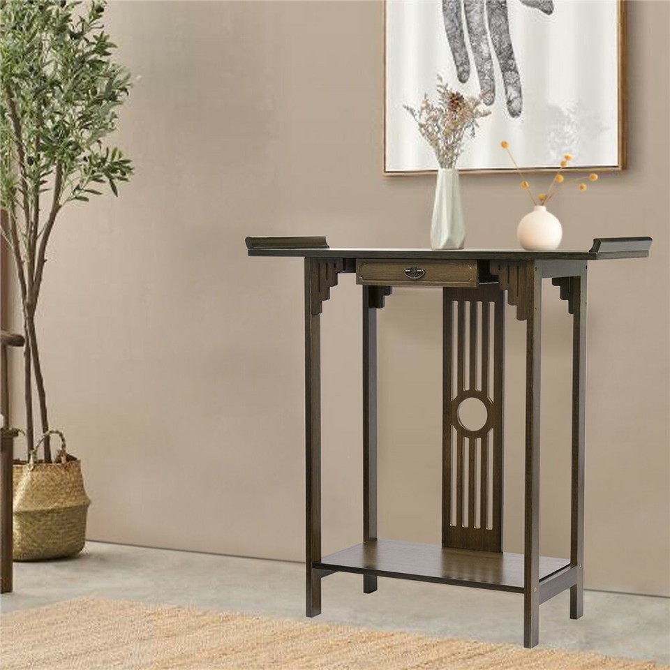 Rustic Narrow Console Table Slim Sofa Table with Storage Drawers Foyer ...