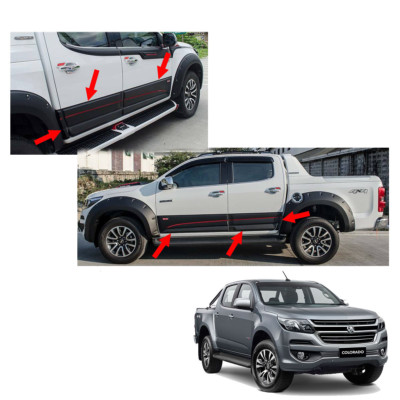 Side Molding Body Cladding Black Red 6 Pc Fit Chevrolet Holden Colorado ...
