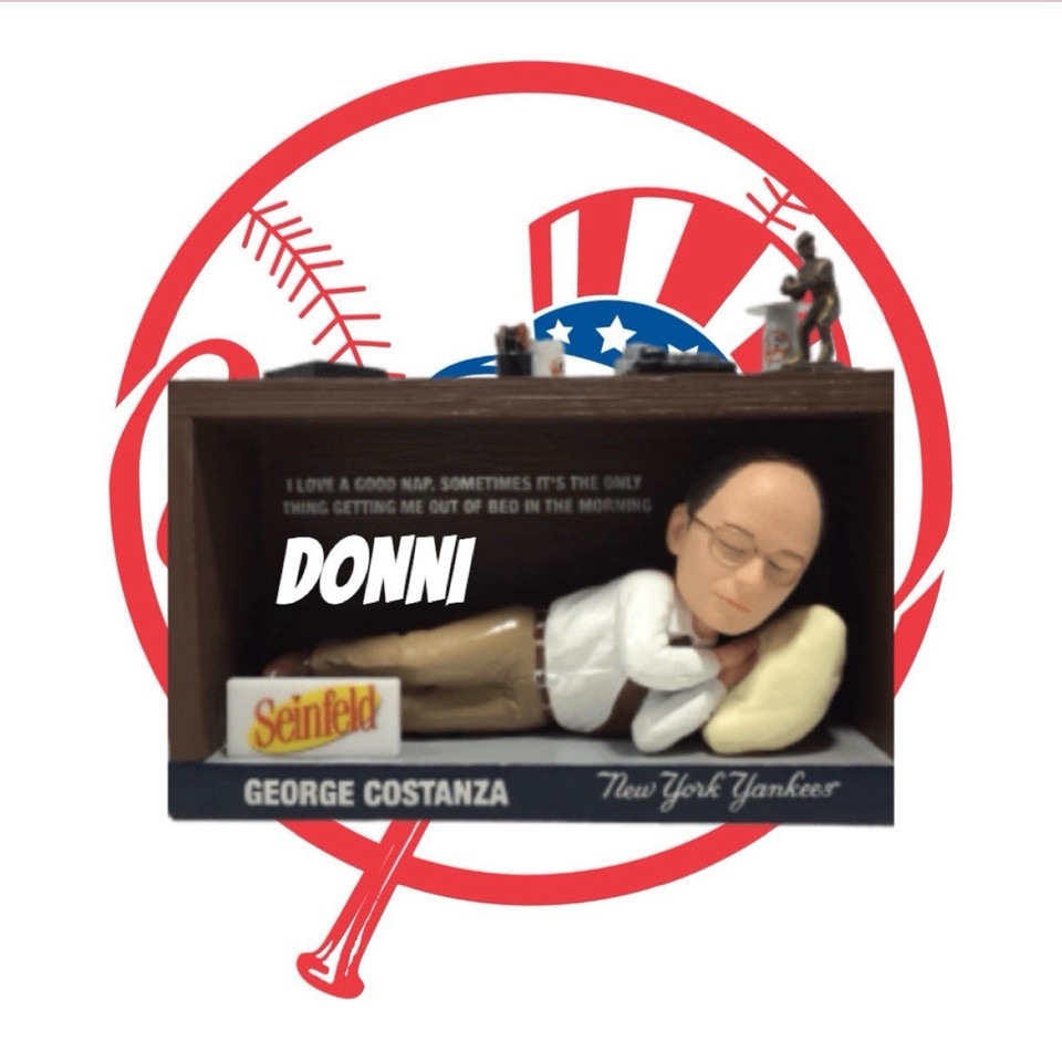 2025 NEW YORK YANKEES GEORGE COSTANZA SLEEPING DESK BOBBLEHEAD SEINFELD ...