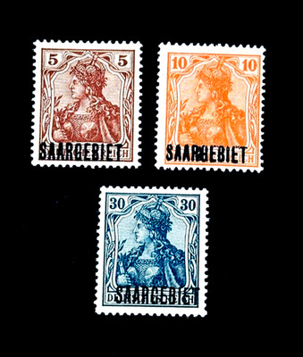 GERMANY Stamp Lot - 1920 Germania Saarland Overprint SAARGEBIET Mint ...
