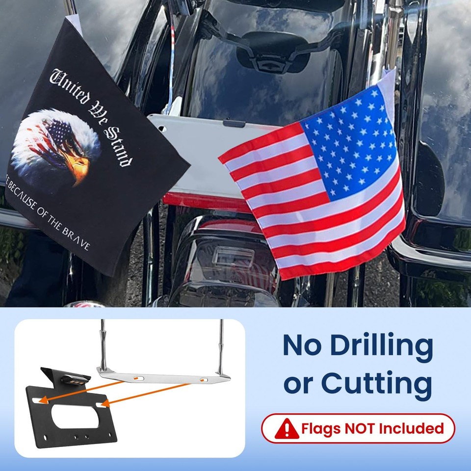Motorcycle Flag, Stainless Steel Universal Motorcycle Pole Mount ...