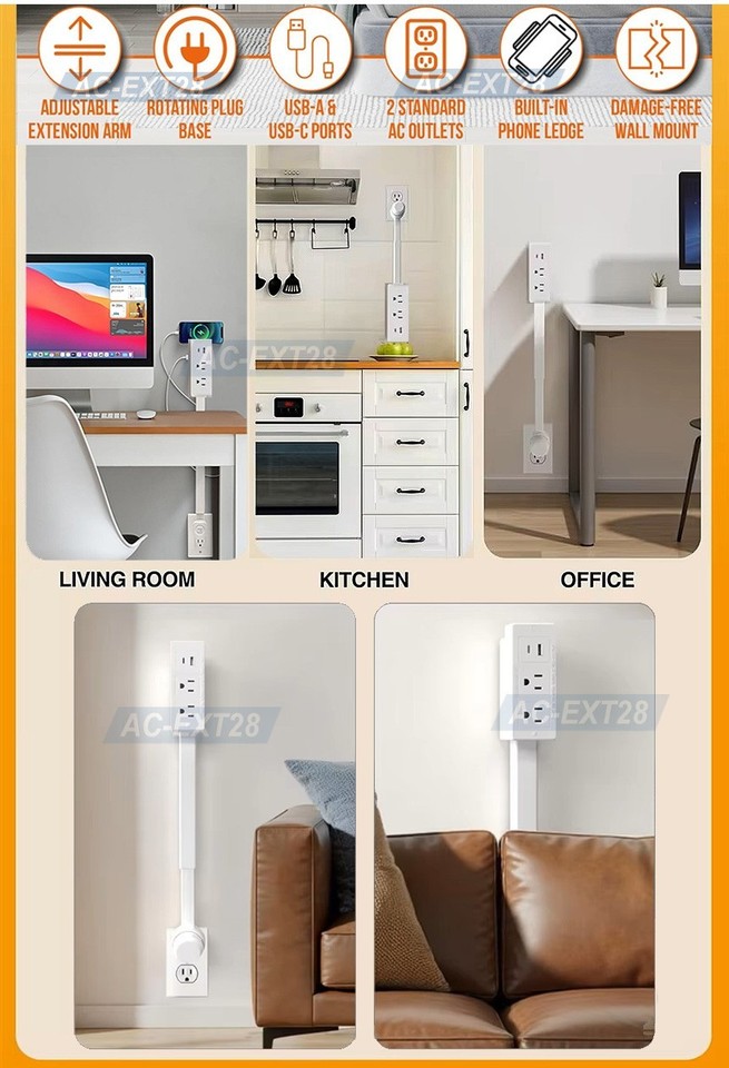 Electrical Outlet Extender Stick – Easy Access For Hard-to-Reach Wall ...