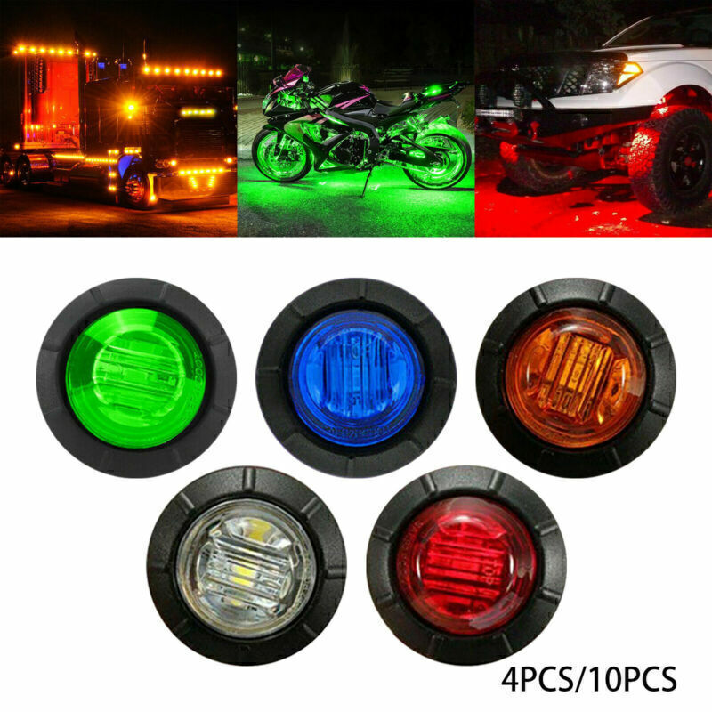 1/4/10PCS 12V 3/4" Mini LED Small Round Side Marker Light Truck Car ...