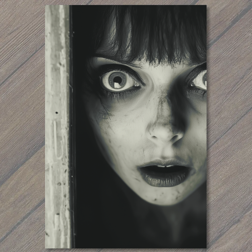 FLATCARD Creepy Wide-Eyed Woman Haunted Horror Macabre Dark Gothic ...