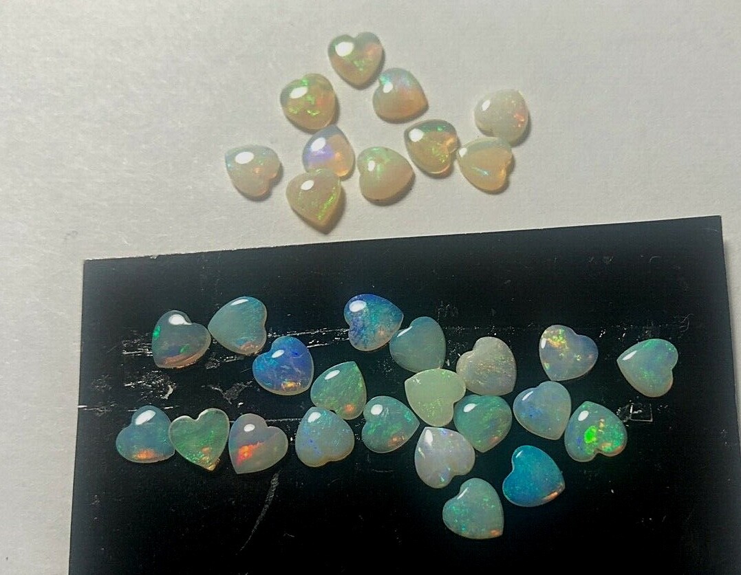 5 mm Heart Shape Opals 31 pcs Beautiful Play of Colors BELOW WHOLESALE ...