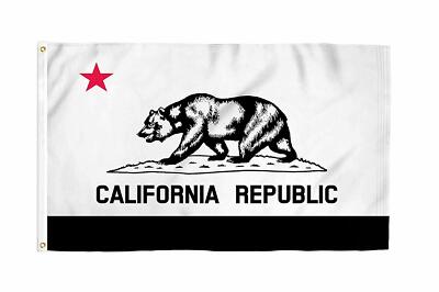 Black & White California State Flag 3x5 Protest Republic Red Star Bear ...