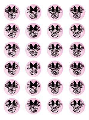 24 Minnie Mouse Edible Wafer Paper Cupcake Toppers Decoration PRE-CUT ...