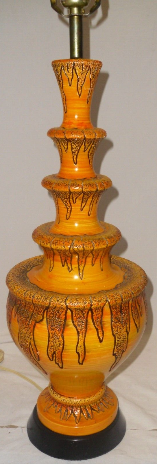 Mid Century Modern FAIP Chalkware Table Lamp Atomic Vintage Orange ...