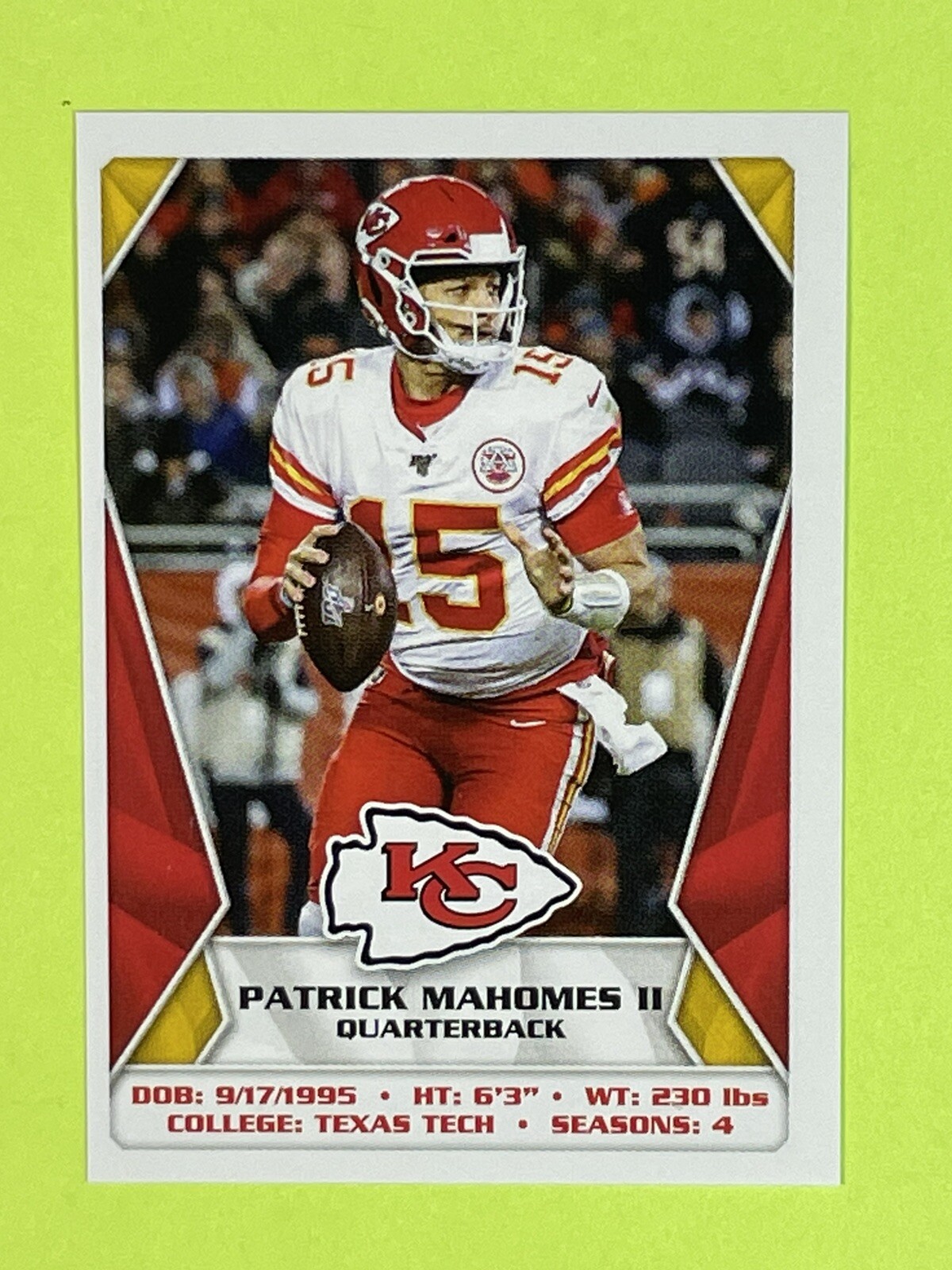 Patrick Mahomes II NFL 2020 Panini Stickers #249 Euro Version | eBay