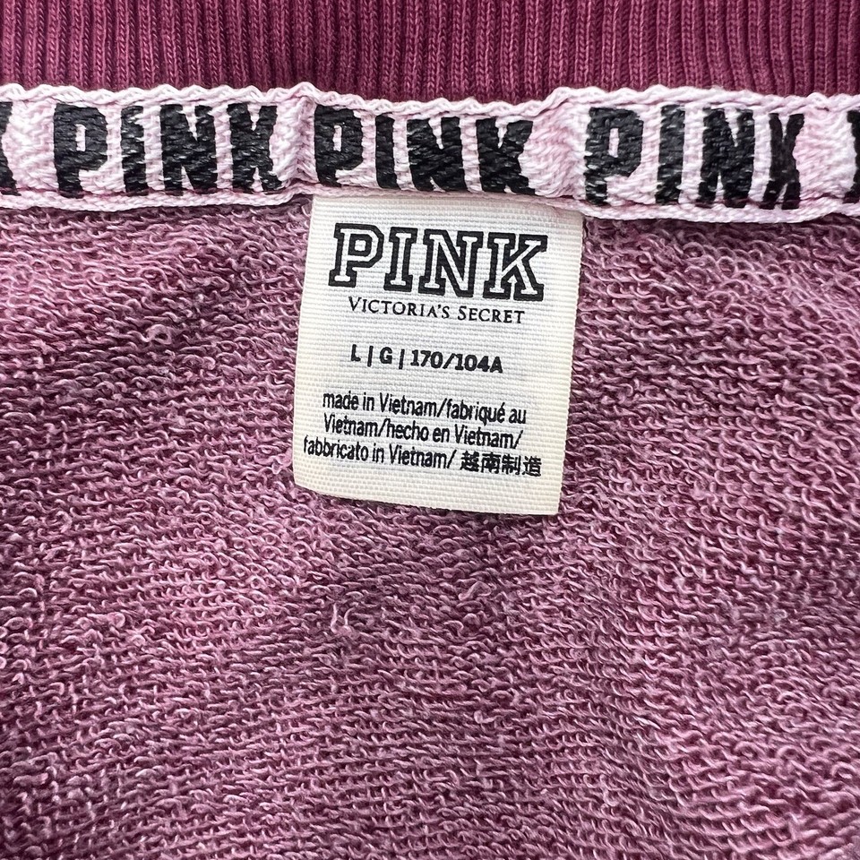 Victoria's Secret Pink L 1/4 Zip Mock Neck Pullover Sweatshirt Burgundy ...
