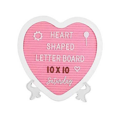 Heart-Shaped Felt Letter Board Message Sign,10x10 inches Message Board ...