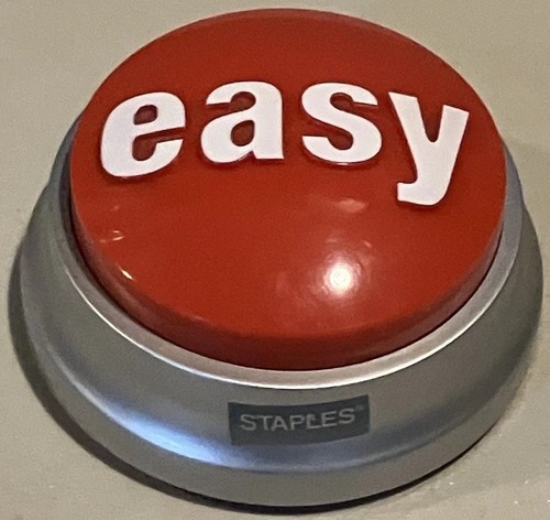 STAPLES "THAT WAS EASY" BUTTON TALKING OFFICE GIFT COLLECTIBLE NIB ...