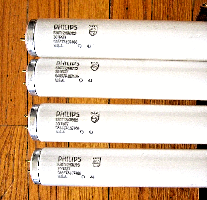 4 x PHILIPS 30w FLUORESCENT TUBE LIGHT BULB LAMP 3 FT 36" T12 USA MADE ...