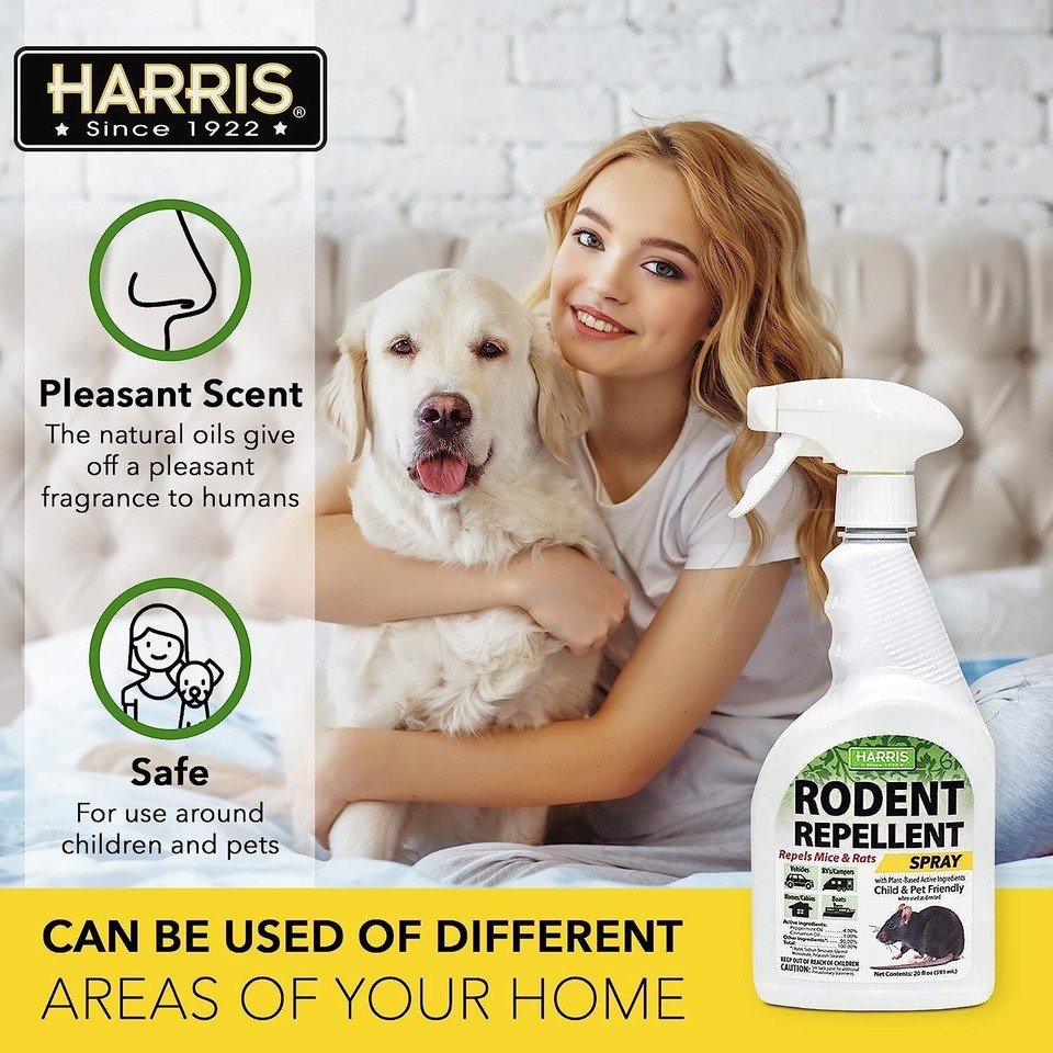 Harris Rodent Repellent - Peppermint Oil Mice Spray for House and Car ...