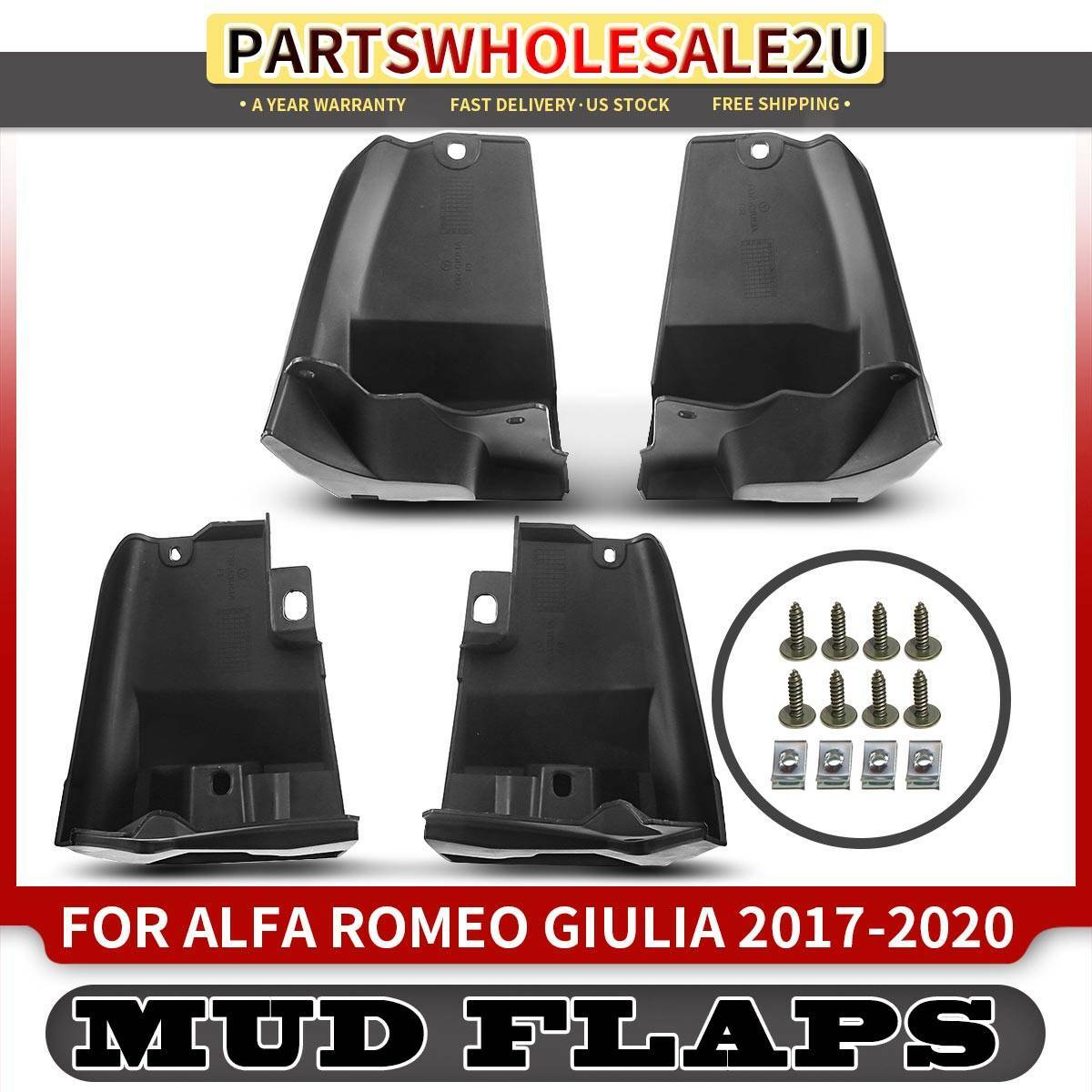 Set of 4 Front & Rear Splash Guards Musflap for Alfa Romeo Giulia 2017 ...