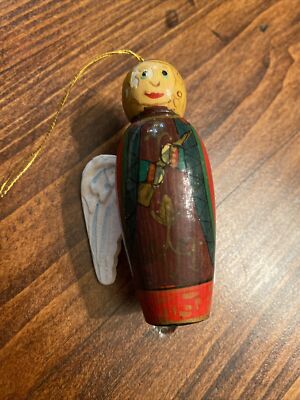 Hand Painted Wooden Angel Nesting Doll Christmas Ornament 1994 | eBay