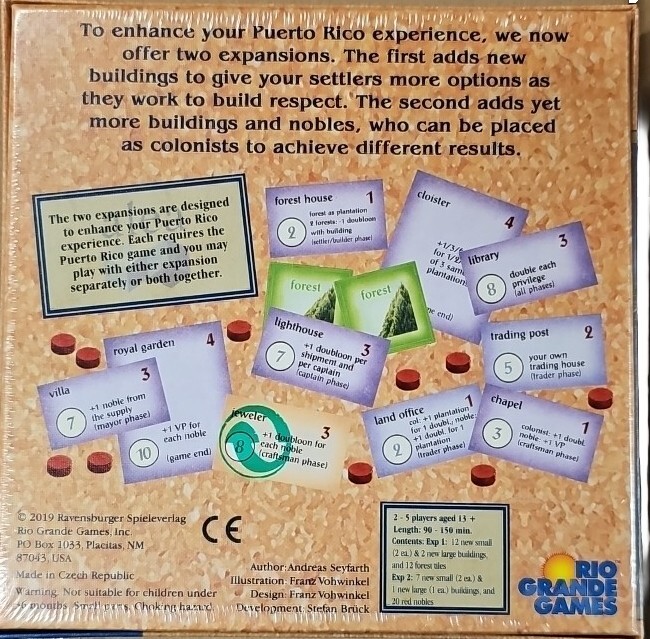 Puerto Rico Board Game Expansion 1 & 2 (Rio Grande Games) New/Unopened ...