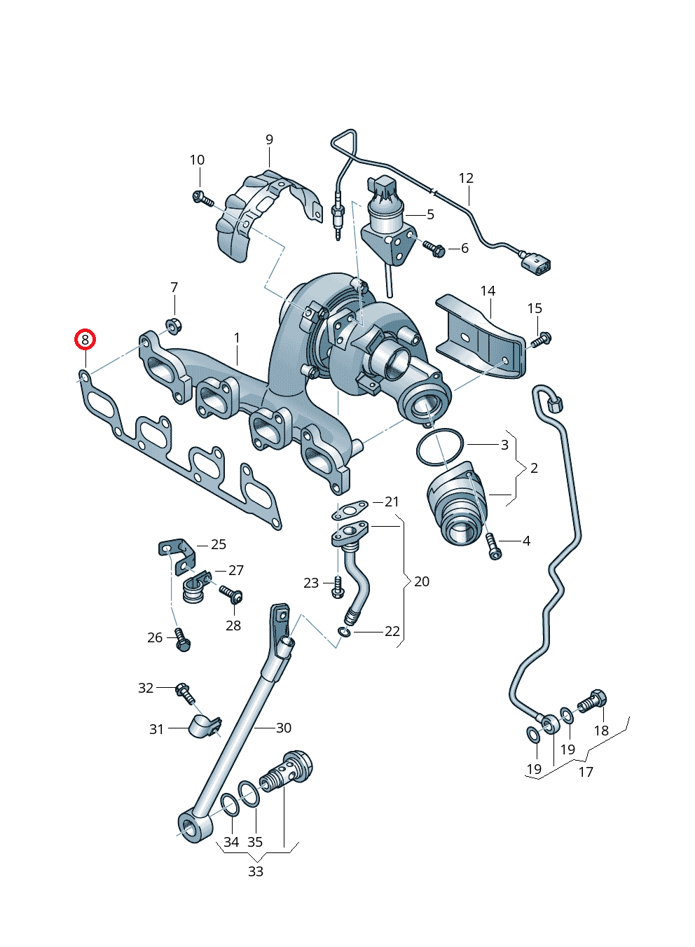 NEW GENUINE VOLKSWAGEN AUDI SEAT SKODA 2.0TDI EXHAUST MANIFOLD GASKET ...