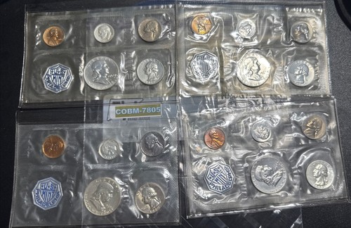 Lot of 4 US Mint Proof Sets 1960, 1961, 1962, 1963 No Boxes Unopened ...