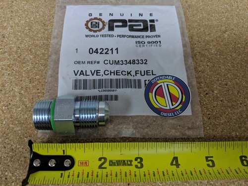 Straight Fuel Check Valve for a Cummins N14. PAI # 042211 Ref ...