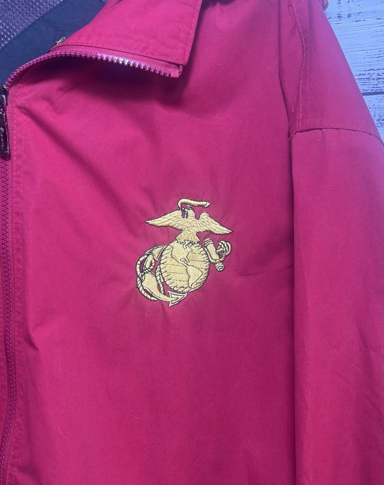 USMC Jacket Mens XL Red Marine Corps Cheneral Hooded Windbreaker | eBay